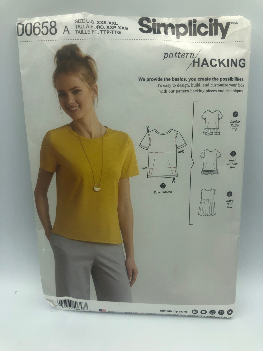 Uncut SIMPLICITY Pattern HACKING Sewing PATTERN 0658 Misses Knit Top ...
