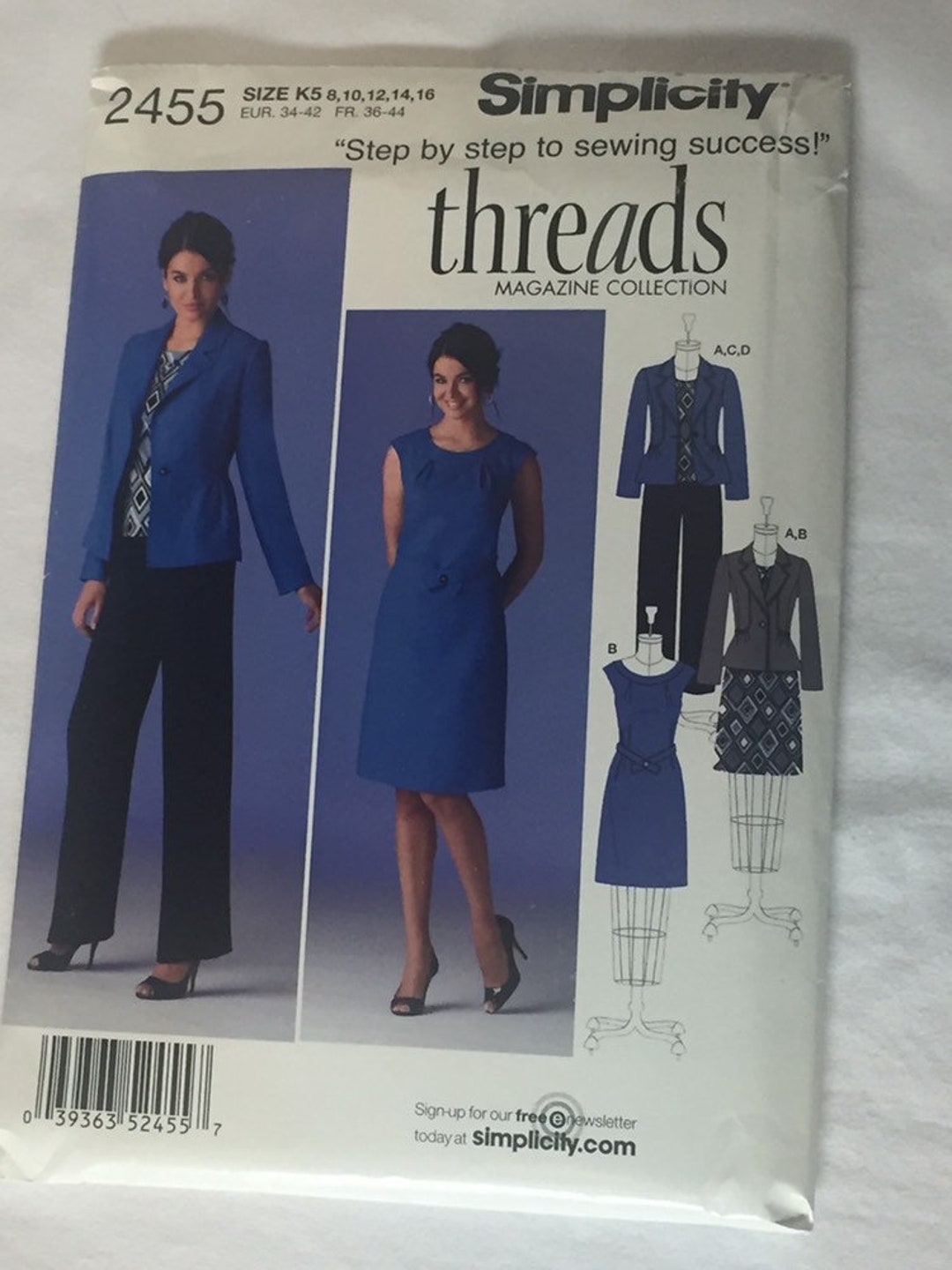 Uncut SIMPLICITY Threads Sewing PATTERN #2455 Misses Dress Top Pants ...