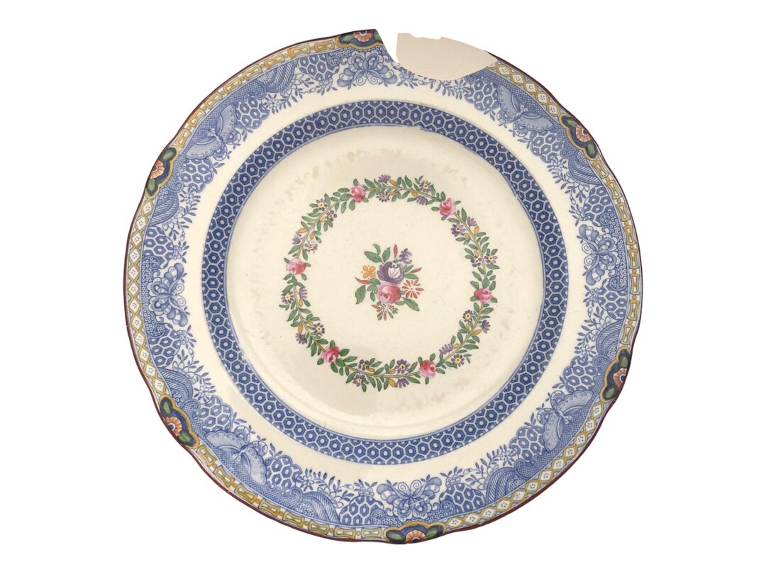 Antique Copeland Spode BROKEN PLATE Butterflies Moths Hand Painted ...