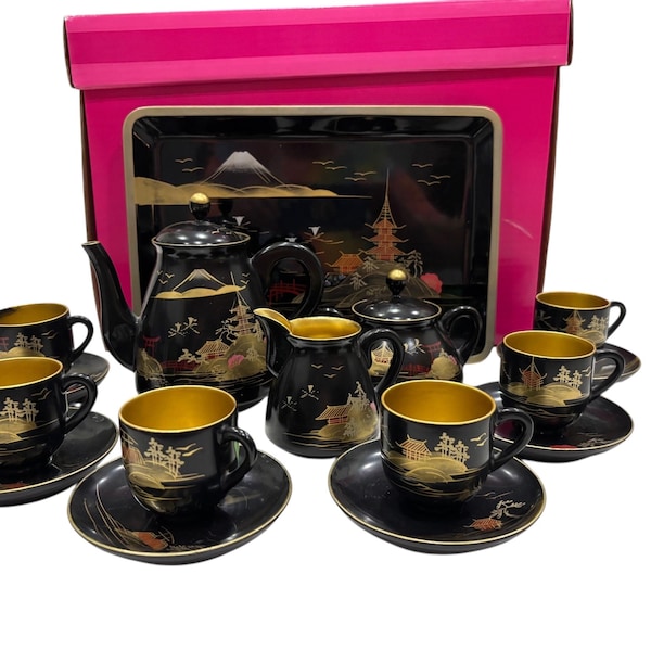 Black and Gold Tea Set - Etsy