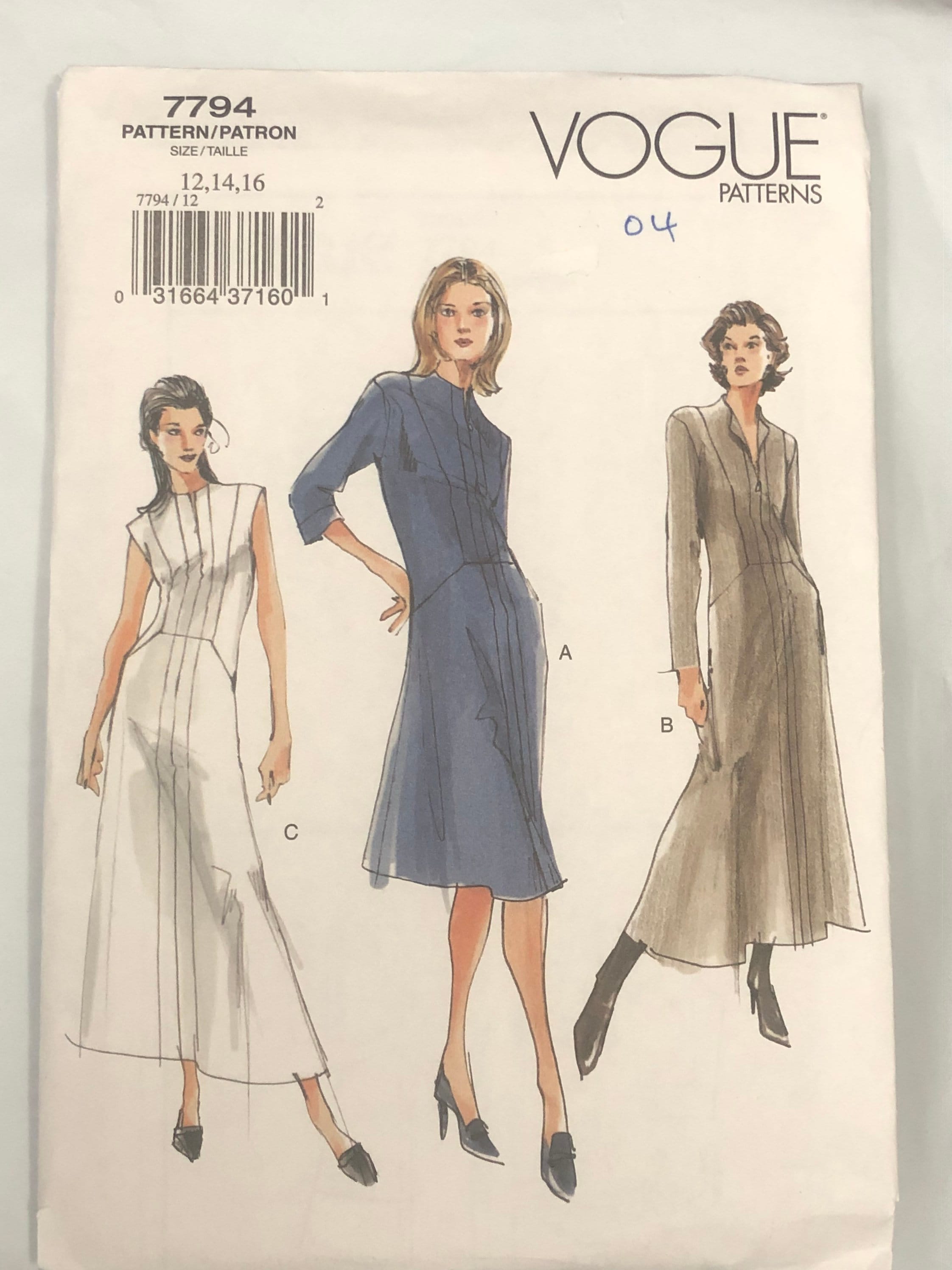 Kits & How To Vogue sewing pattern 7794 size 18 20 22 dress uncut ...