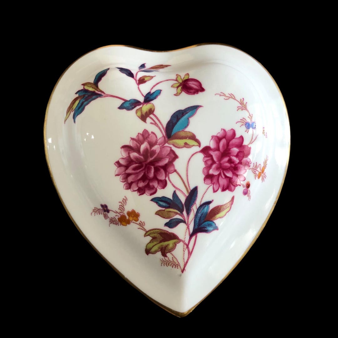 SPODE Heart-shape TRINKET BOX Floral Bone China Dr-045 - Etsy