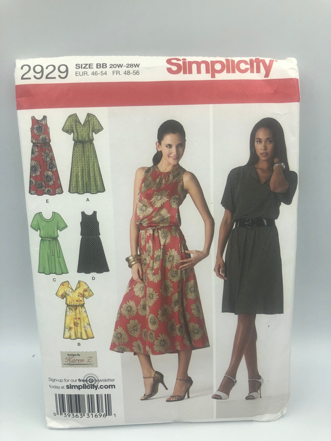 Uncut SIMPLICITY Sewing PATTERN #2929 Misses' Pullover Dress Sizes 20W ...