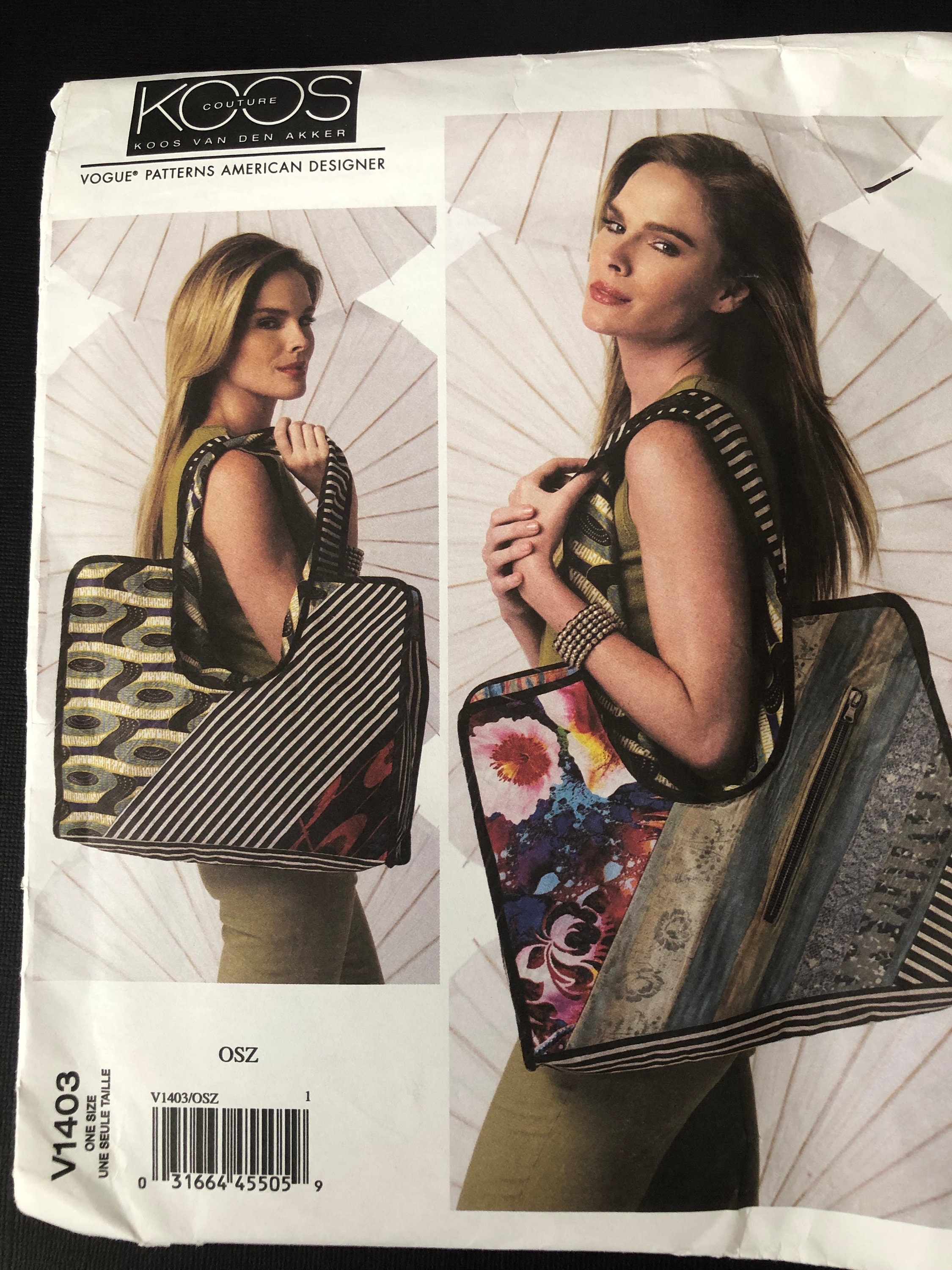 Uncut VOGUE Sewing PATTERN 1403 Large BAG by American Designer Koos Van ...