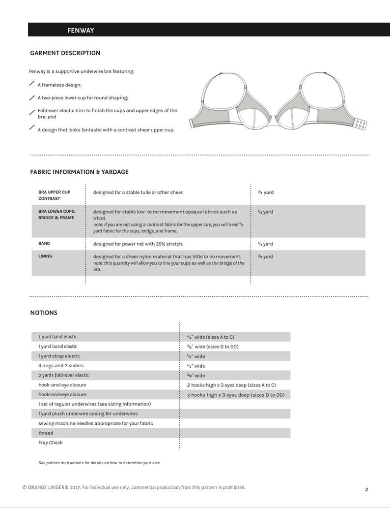 Instant Download PDF Lingerie Sewing Pattern for an Underwire Bra ...