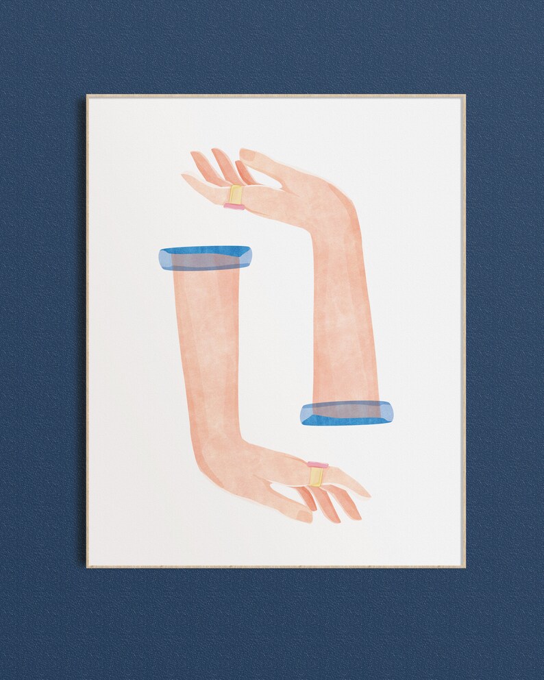 Midcentury Modern Hand Art Print Bohemian Decor Hand Gesture | Etsy