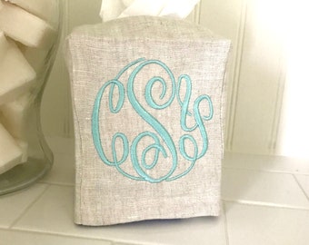 Monogram Tissue Box Cover - Etsy
