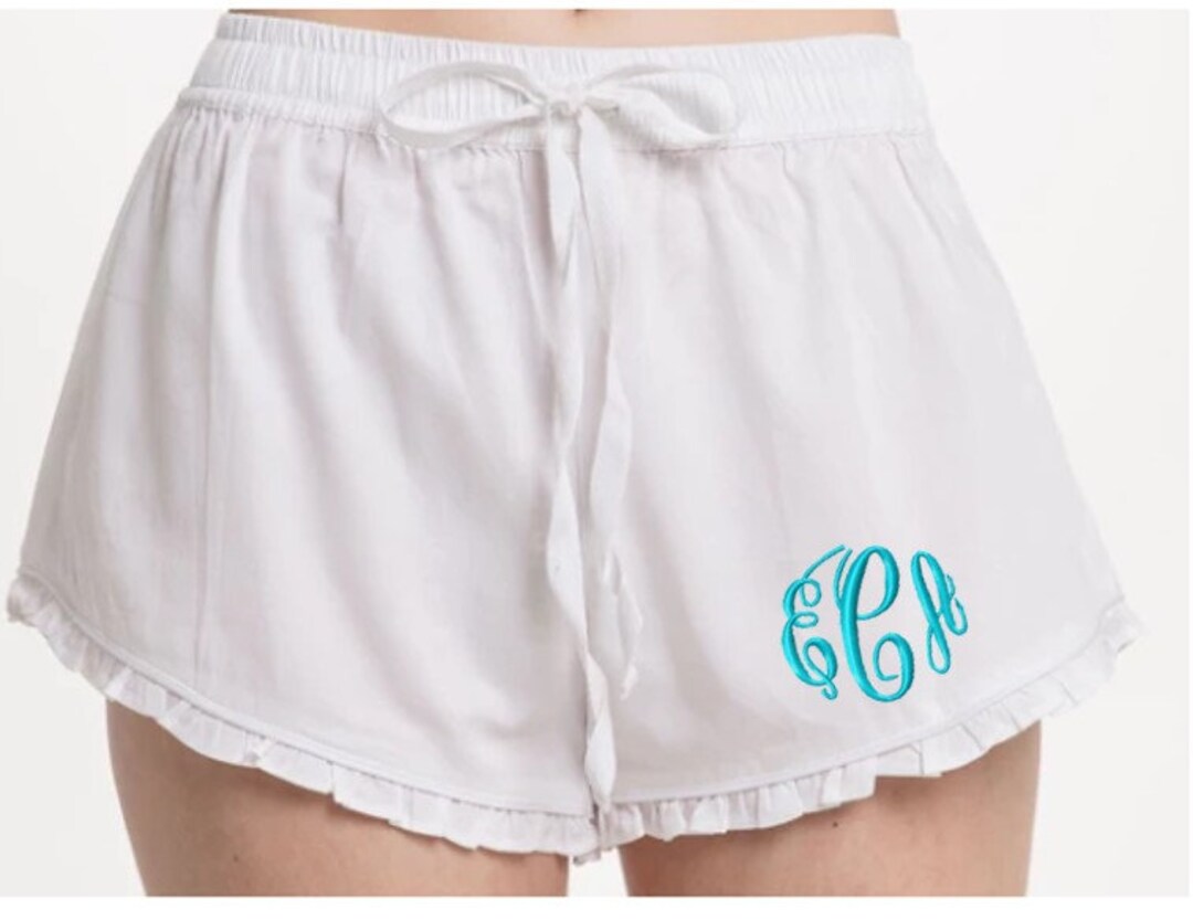 Monogrammed Ladies PJ Ruffle Sleep Shorts Pajamas Boxers Pjs Monogram ...