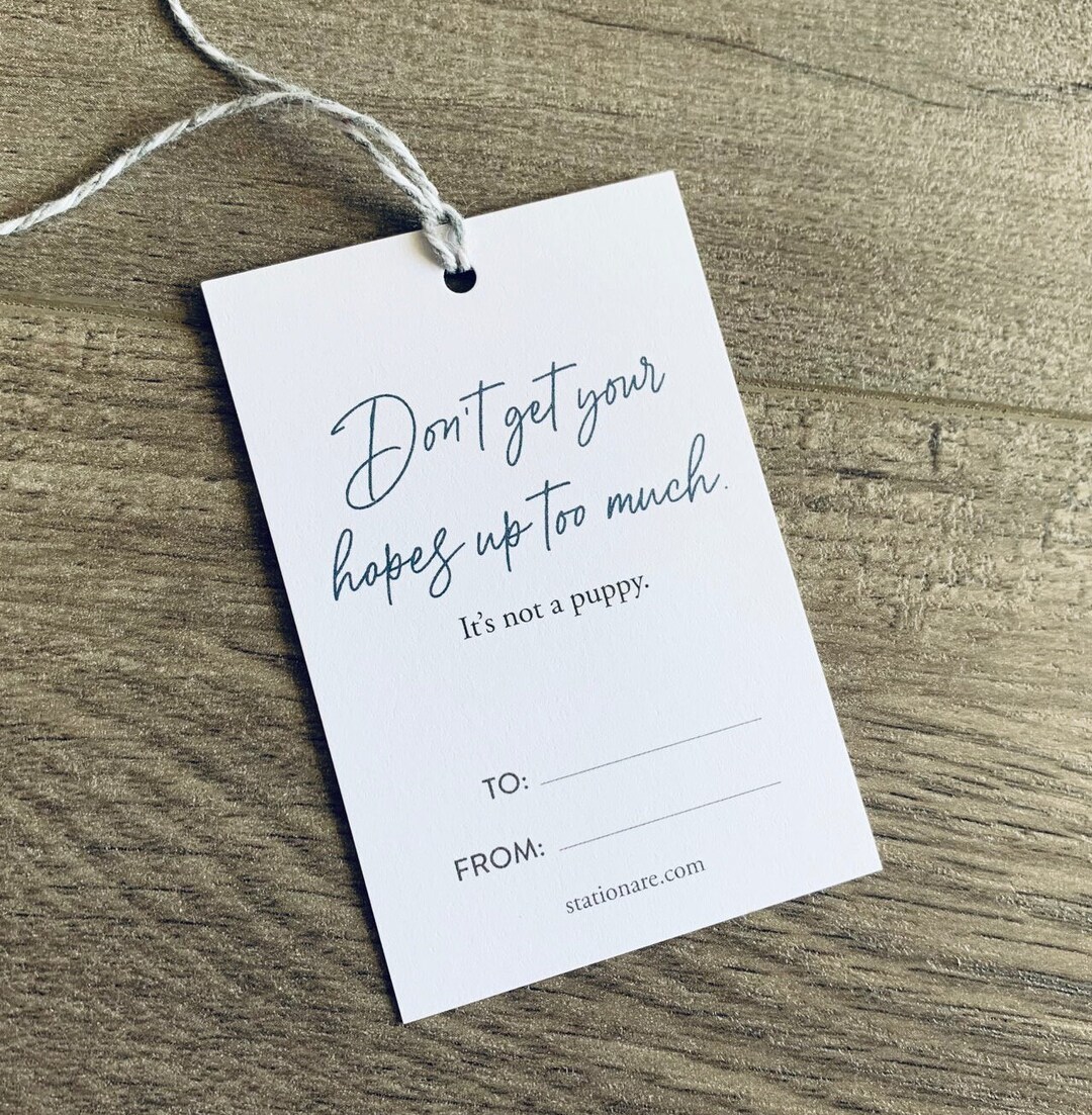 Don't Get Your Hopes up Too Much. It's Not a Puppy | Hanging Gift Tag ...