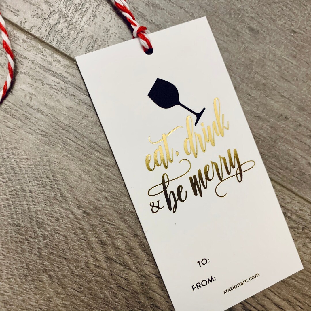 Eat, Drink & Be Merry Hanging Gift Tag | Christmas Gift Tag - Etsy