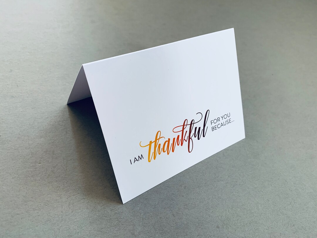 I Am Thankful for You Because... Notecard Set Thanksgiving/general ...