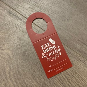 Eat, Drink & Be Merry | Christmas Wine Bottle Gift Tag - Etsy