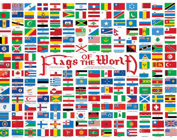 238 Flags of the World Wall Map - Etsy