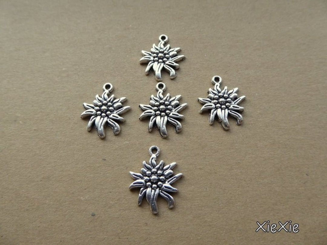 20 Stück Anhänger / Charm Edelweiß Antik Silberfarben - Etsy
