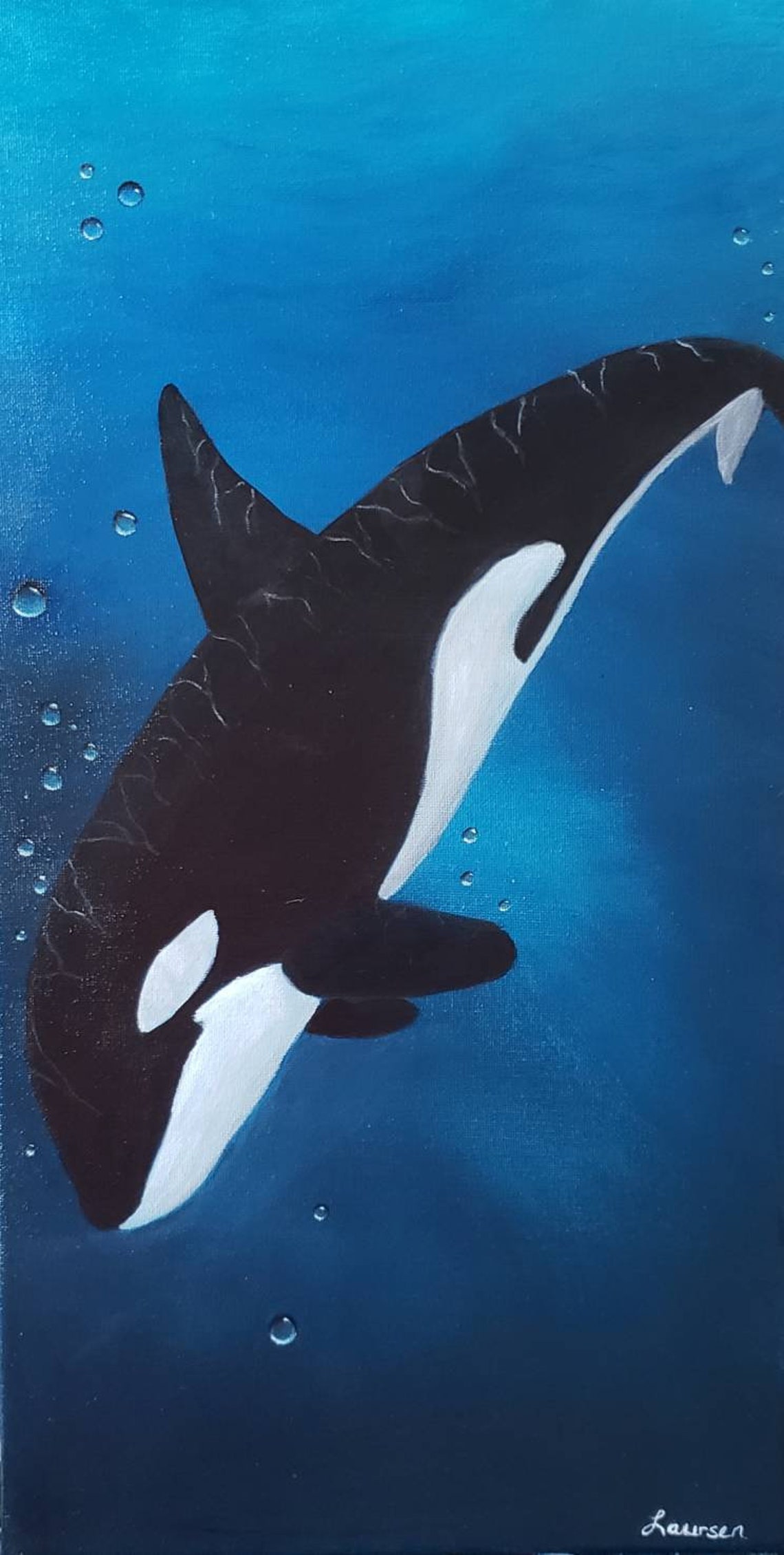 Killer Whale Sealife Orca Ocean Original Acrylic Painting 10x20 - Etsy