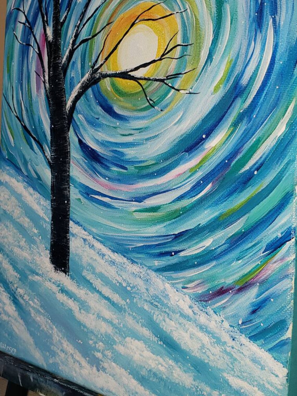 Original Abstract Winter Snow Landscape Tree Painting 12x16 - Etsy