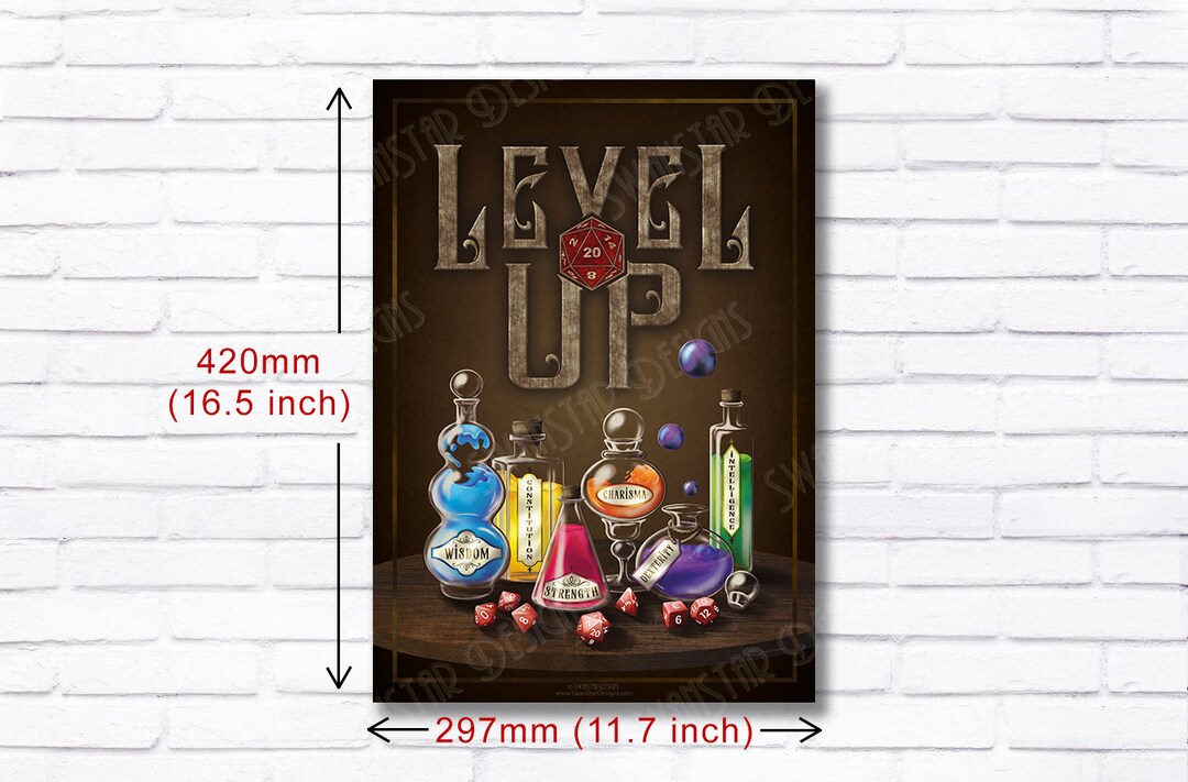 LEVEL UP Poster Inspired by Dungeons and Dragons Ability Score Potion ...