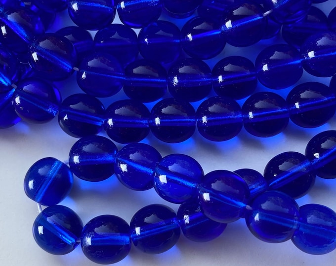 Transparent Dark Cobalt Blue 10mm Czech Glass Beads - Cobalt Druk Glass ...