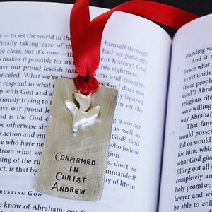 Confirmation Bookmark in Pewter - Customizable - Hand Stamping Option ...