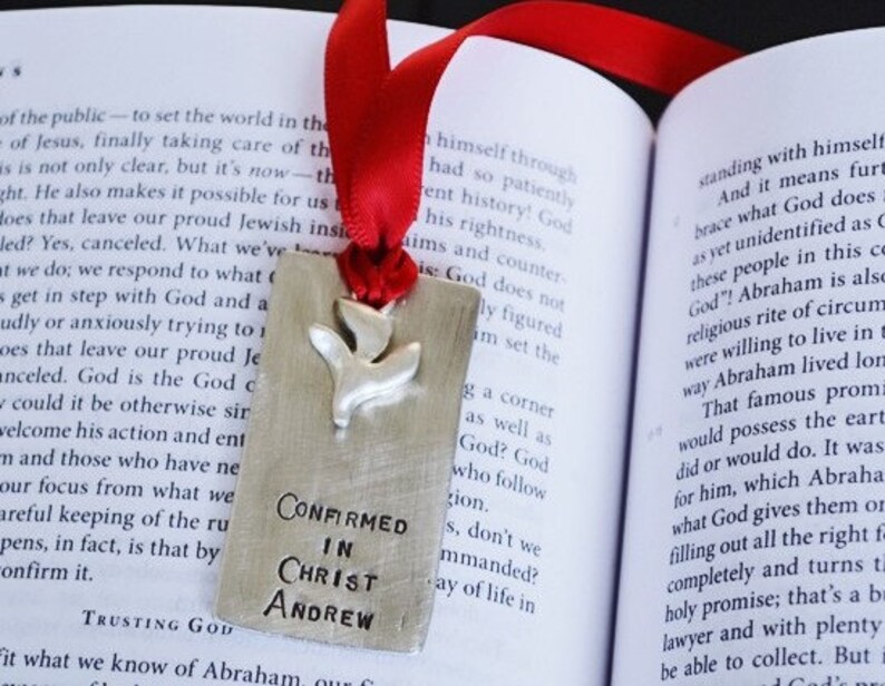 Confirmation Bookmark in Pewter Customizable Hand Stamping Option ...