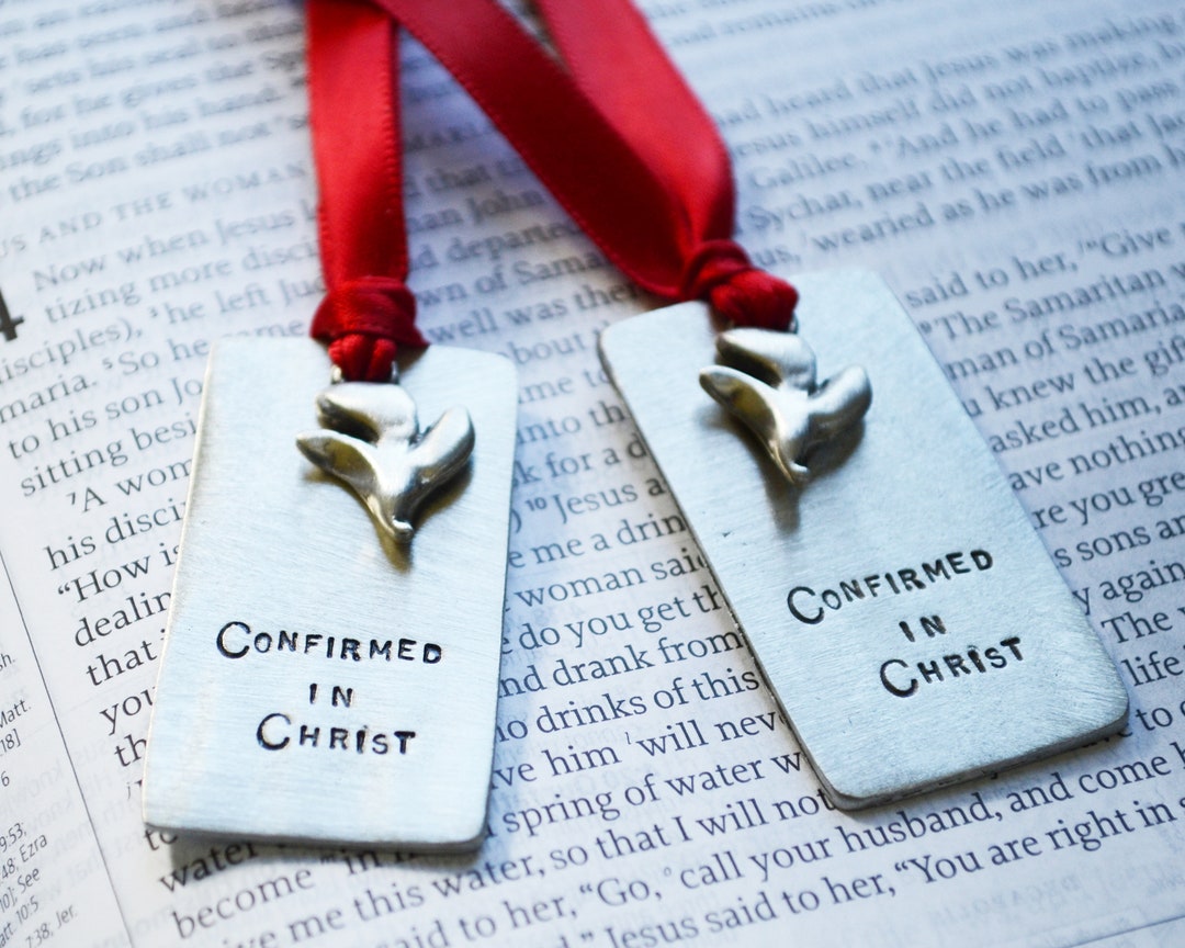 Confirmation Bookmark in Pewter - Customizable - Hand Stamping Option ...