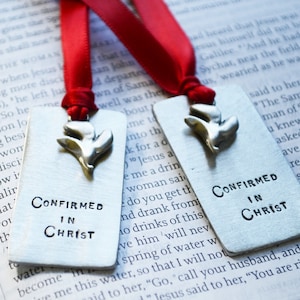 Confirmation Bookmark in Pewter - Customizable - Hand Stamping Option ...