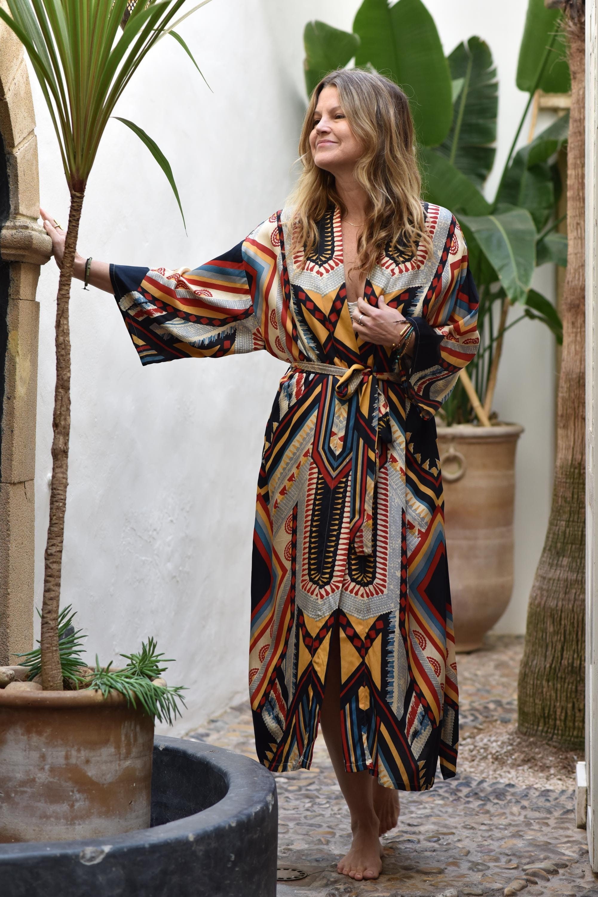 Chief Tribal Kimono Dress ~ Native Indigenous Art Print Kimono Robe ...