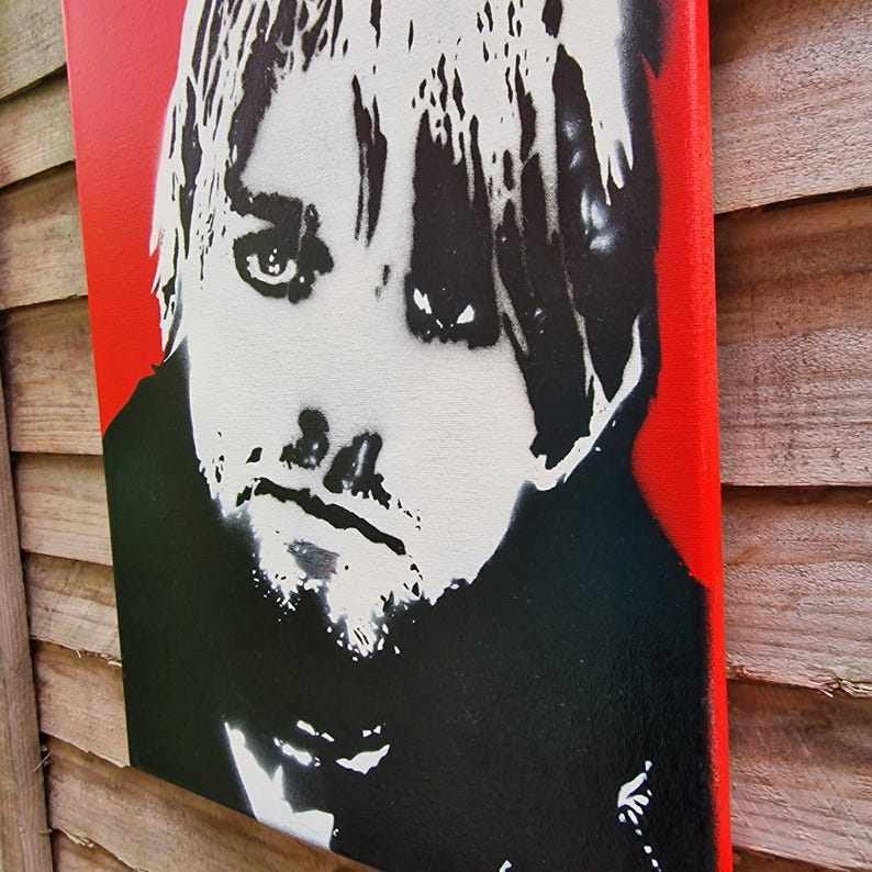 Kurt Cobain Nirvana Unique Wall Art Handmade Painting Memorabilia Gift ...