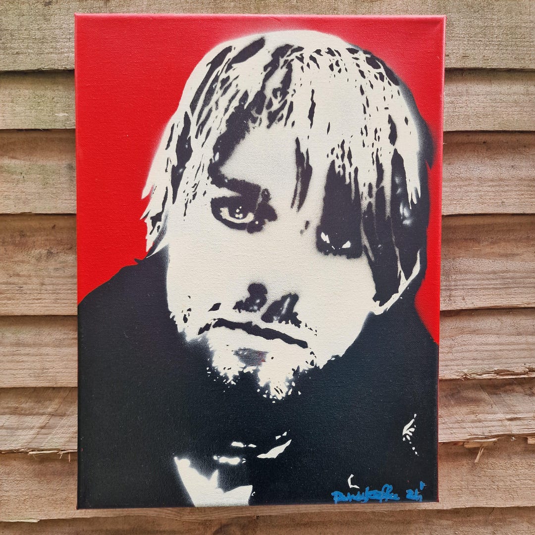 Kurt Cobain Nirvana Unique Wall Art Handmade Painting Memorabilia Gift ...