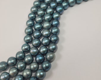 AA 7-7.5mm 8mm Stunning Cerulean Blue Freshwater Pearl, Round Potato ...