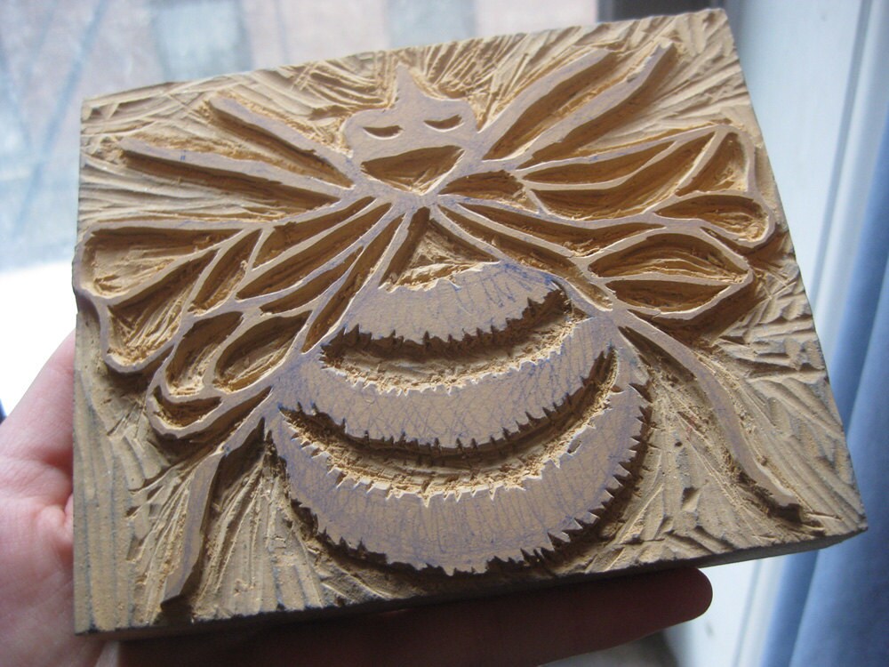 SET OF 4 Bumble Bee Lino Block Print Blank Note Cards - Etsy UK