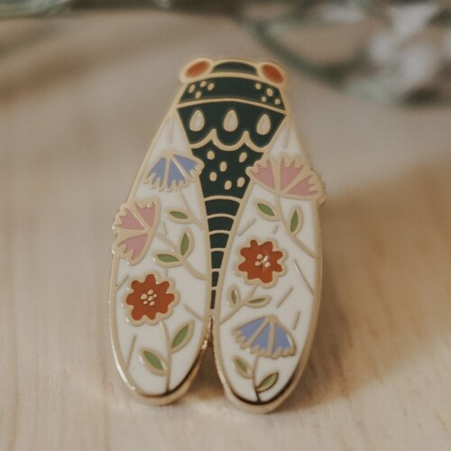 Botanical Bug Enamel Pin Cicada - Etsy