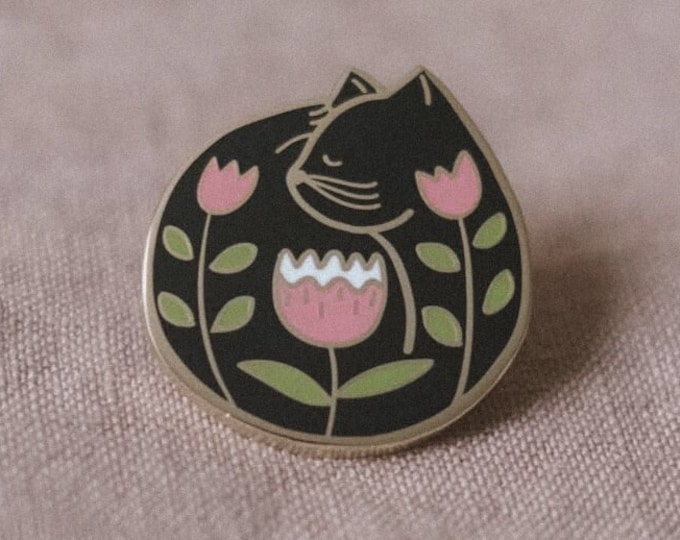 Cat Nap Black Enamel Pin Hard Enamel, Lapel Pin, Flair, Brooch, Cat ...
