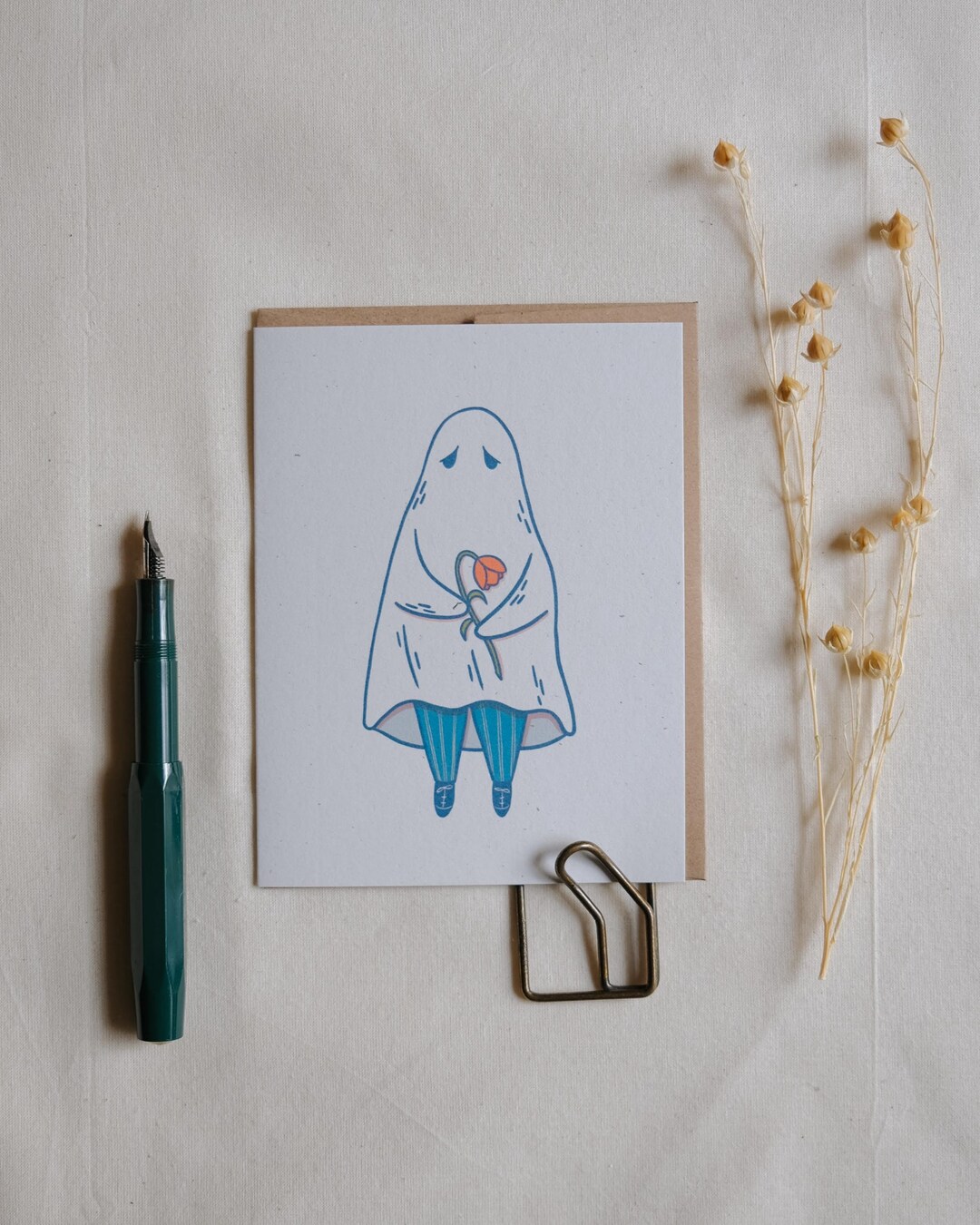 Shy Ghost Greeting Card: Cozy Thinking of You Card - Etsy