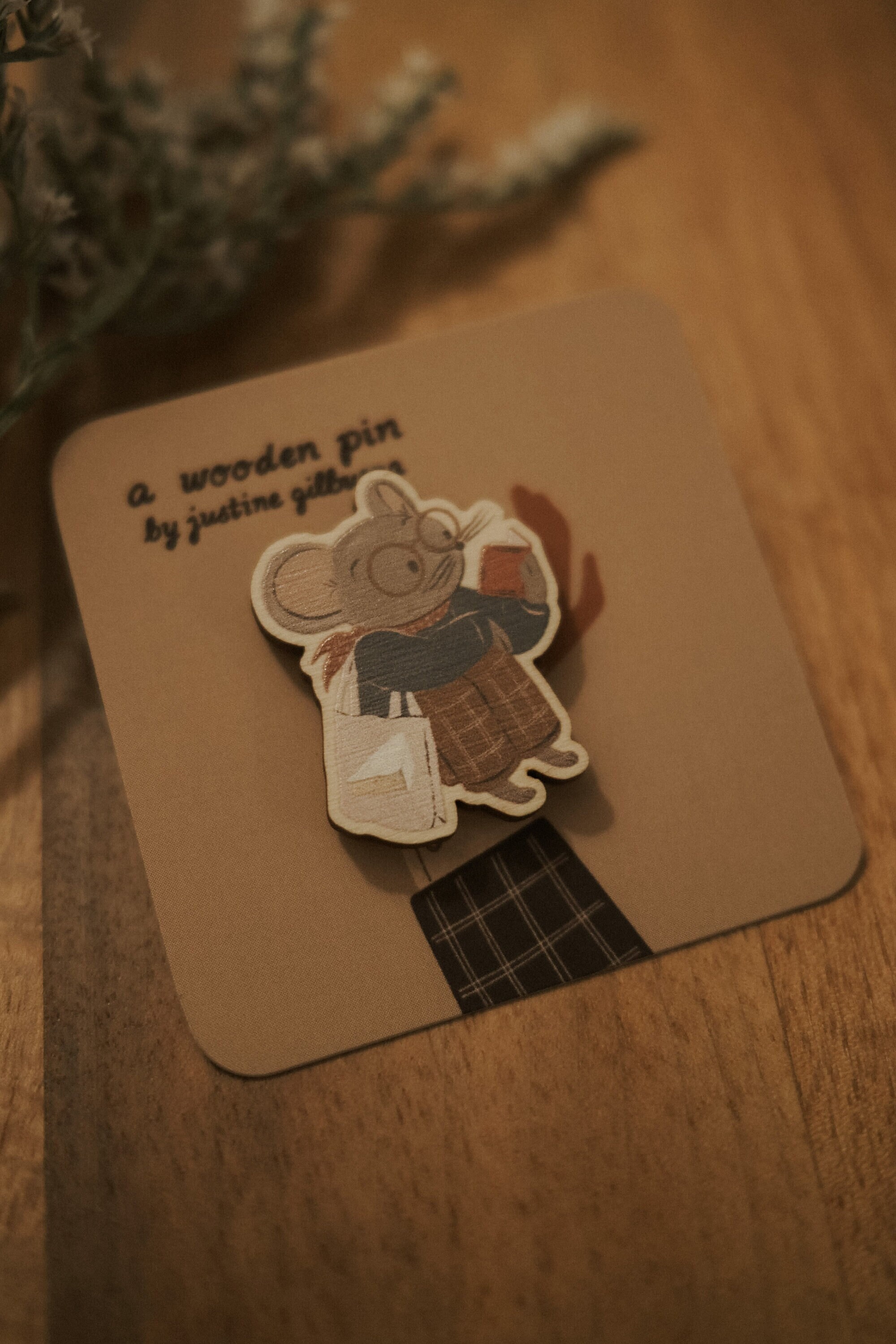 Bookish Mouse Wooden Pin Lapel Pin Flair Gifts for - Etsy