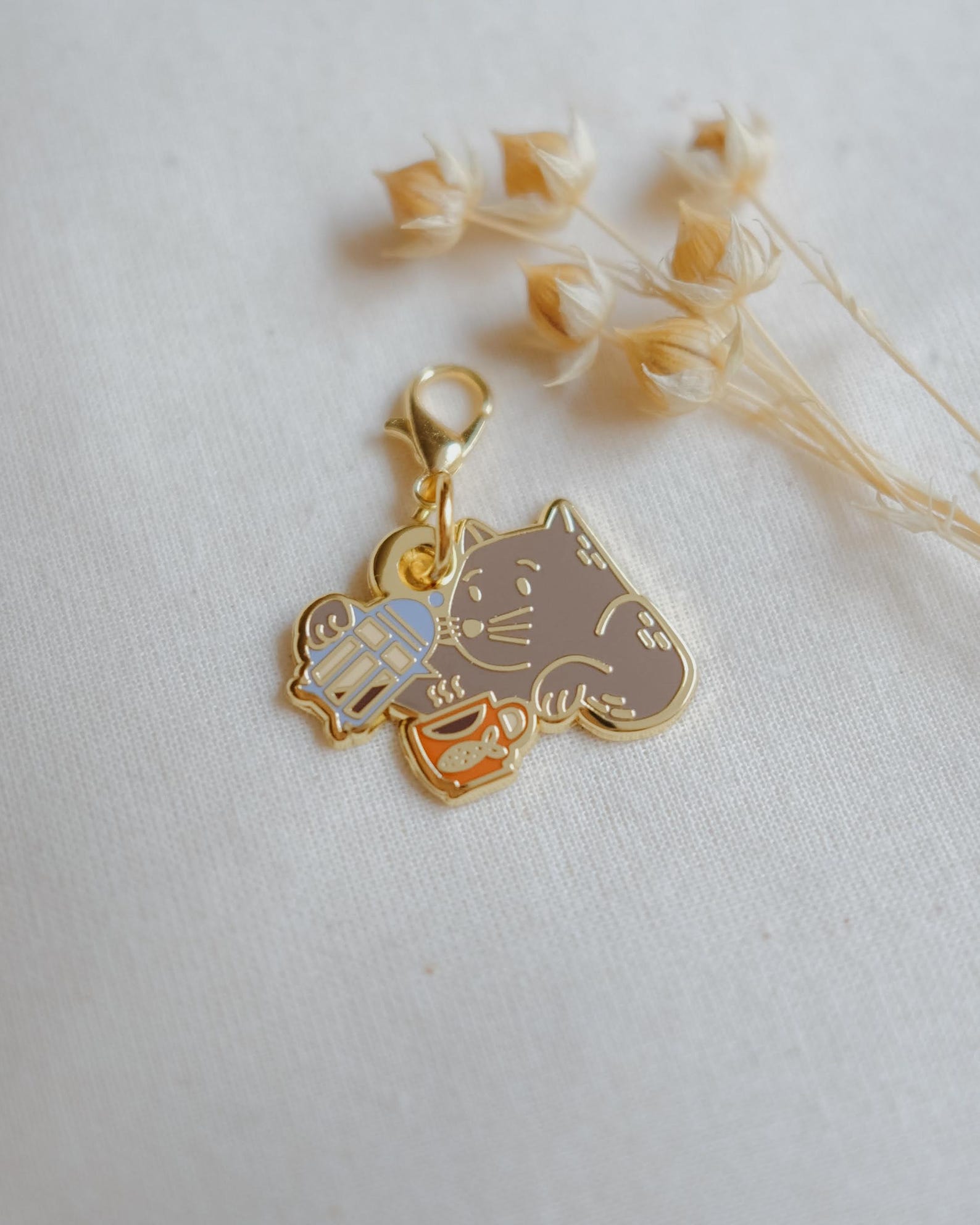 Coffee Cat (gray) Stitch Marker Charm - Etsy