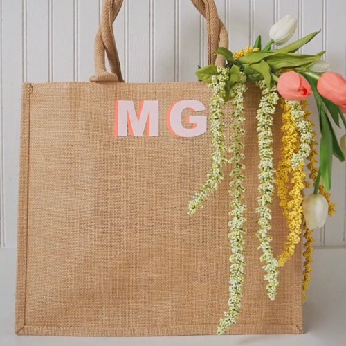 Personalized Monogram With Initial Bridesmaid Jute Beach Tote - Etsy