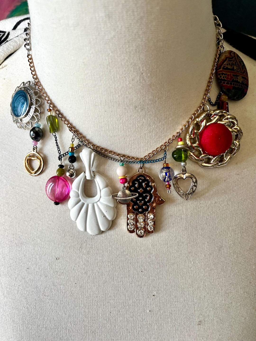 Women’s Unique Upcycled Junk Jewelry Maximalist Multi-charm Choker ...
