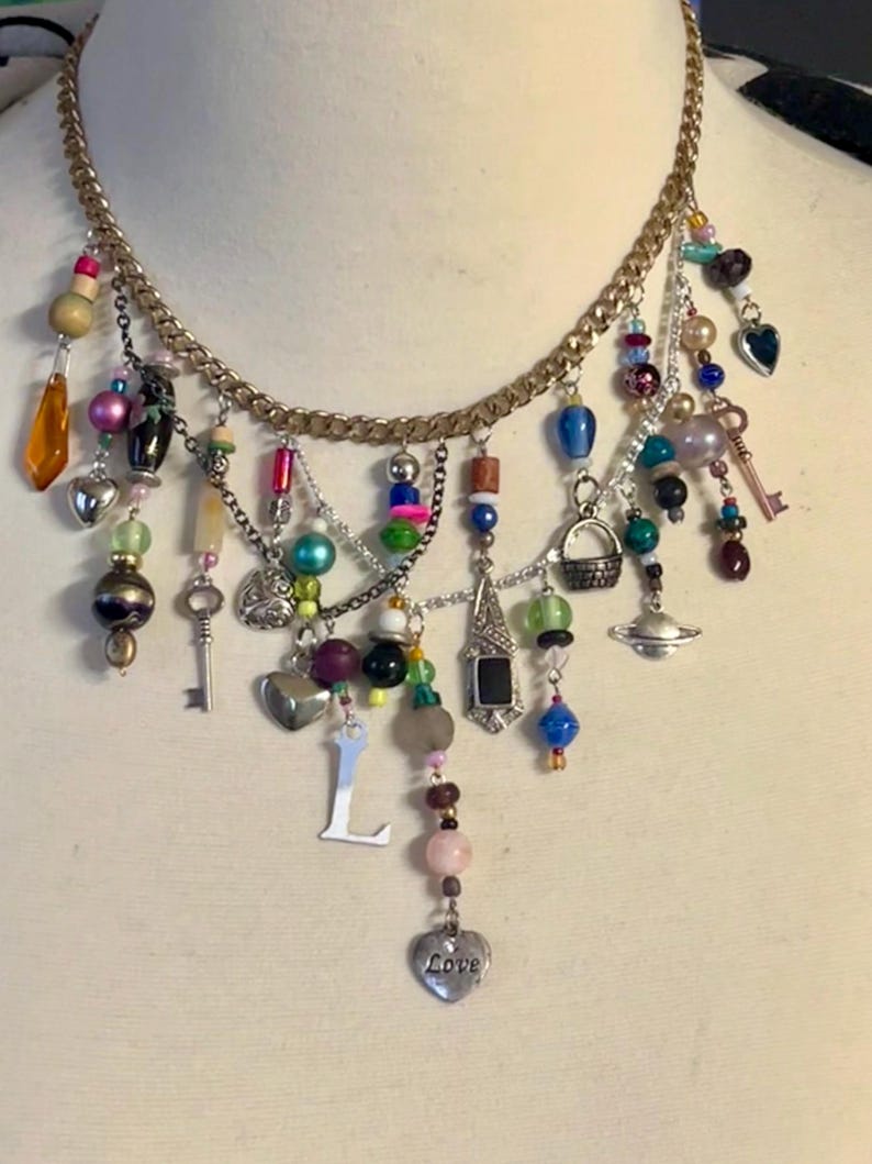 Victorian-steampunk Cluttercore Statement Necklace Unique Upcycled ...