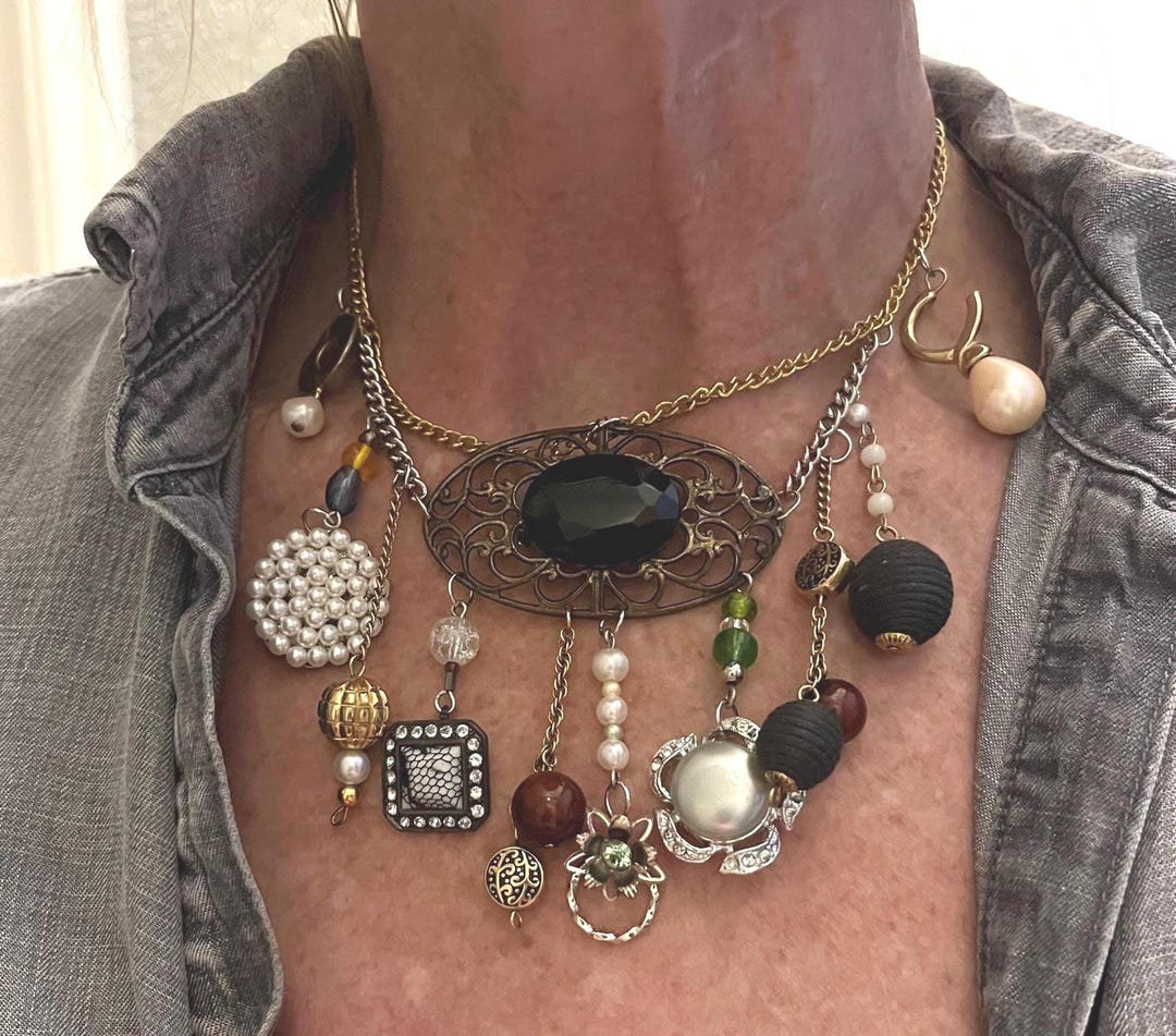 Women’s Upcycled Multi-charm Necklace, Victorian-steampunk-goth ...