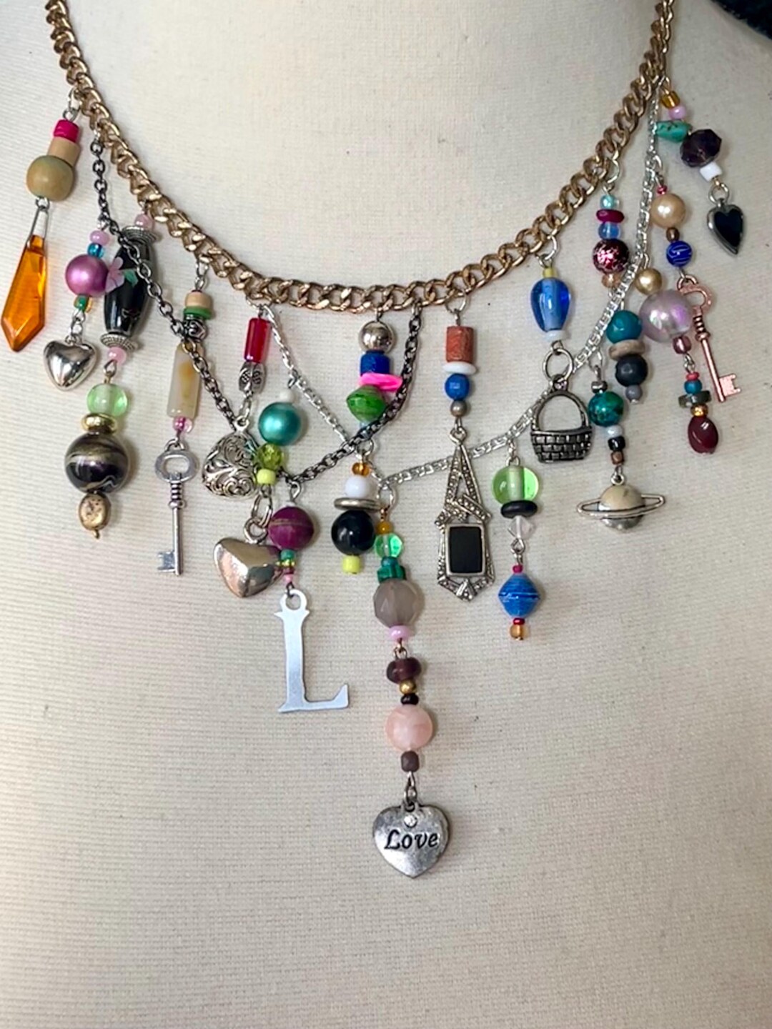 Victorian-steampunk Cluttercore Statement Necklace Unique Upcycled ...