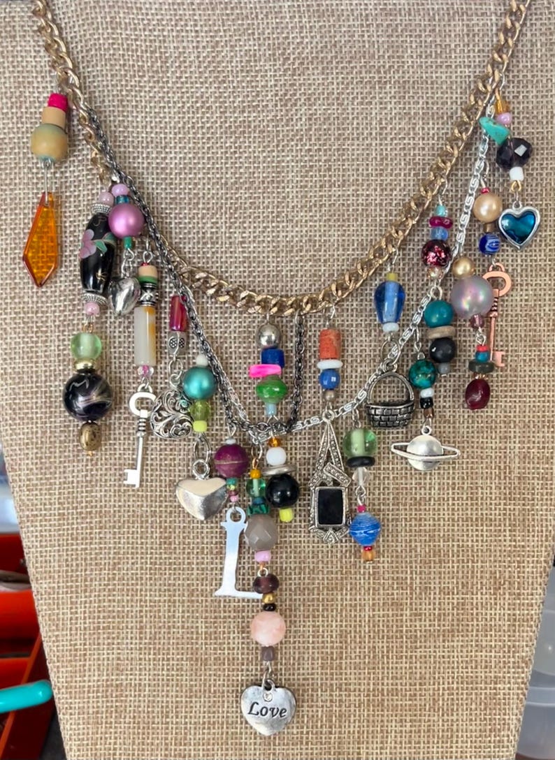 Victorian-steampunk Cluttercore Statement Necklace Unique Upcycled ...