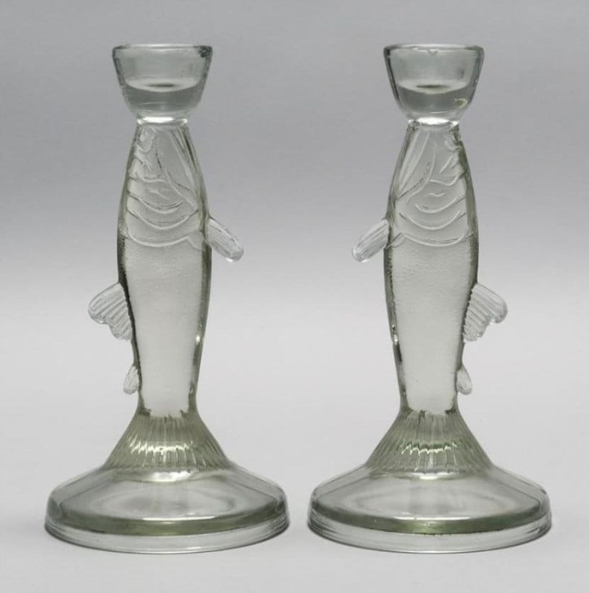 Pressed Glass Fish-form Candlesticks | Pair - Etsy