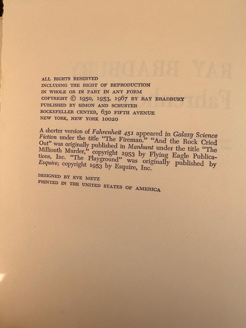 Farenheit 451 | Ray Bradbury | 1967 | Book Club Edition - Etsy