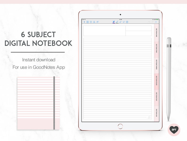 Pink Digital Notebook for Goodnotes App 6 Subjects Goodnotes Stickers ...