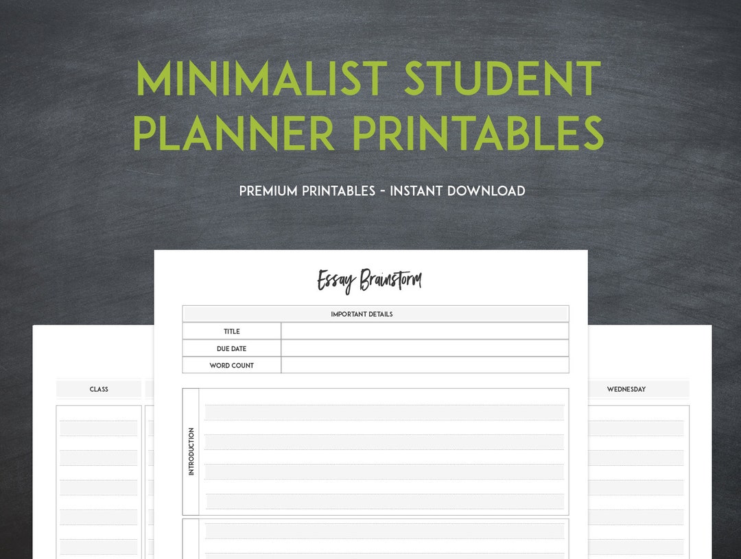 Minimalist Student Planner INSTANT DOWNLOAD 15 Printables 2017 Student ...