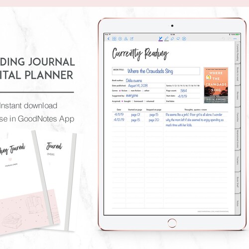 Digital Reading Journal Reading Tracker Goodnotes Tracker - Etsy