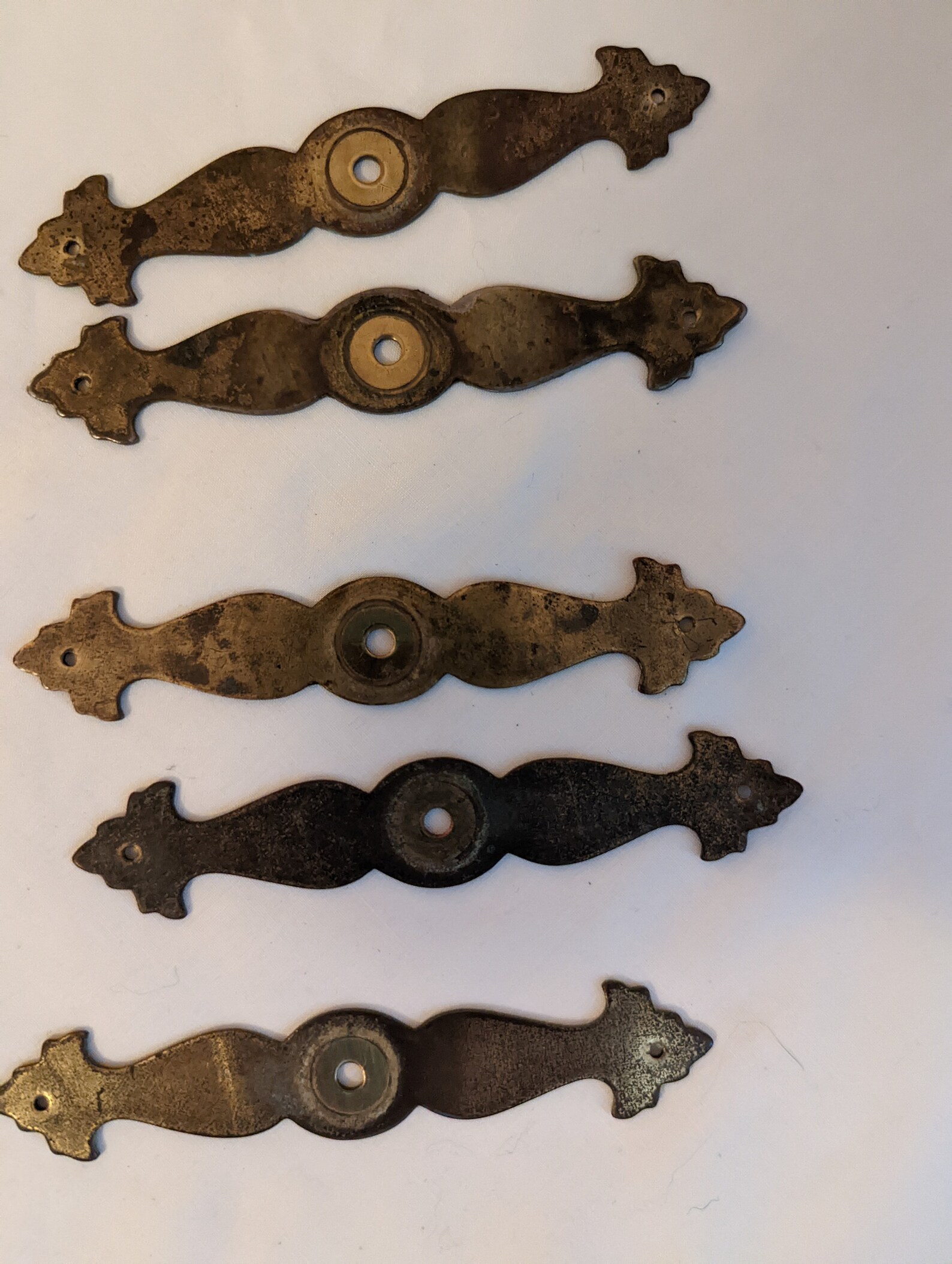 Lot of Antique Brass Drawer Plates, Knob Backing Plate set of 5 - Etsy