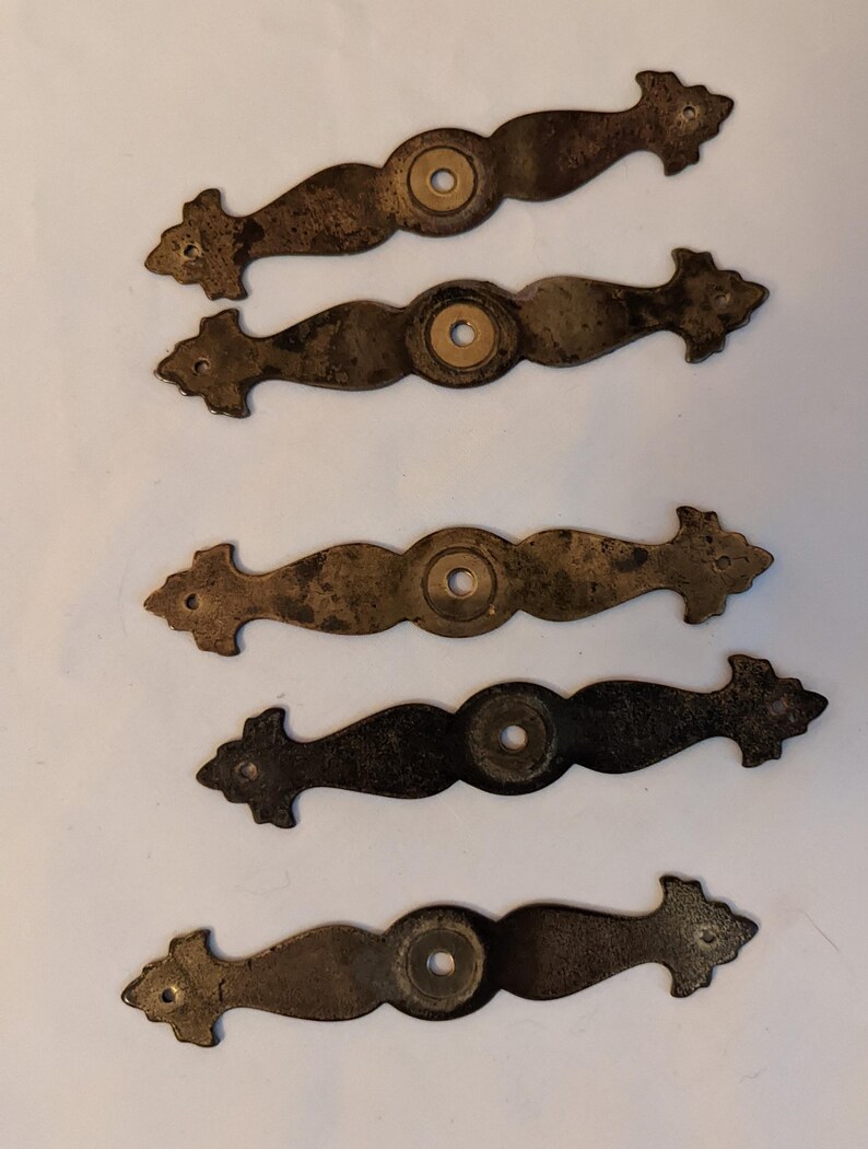Lot of Antique Brass Drawer Plates, Knob Backing Plate set of 5 - Etsy