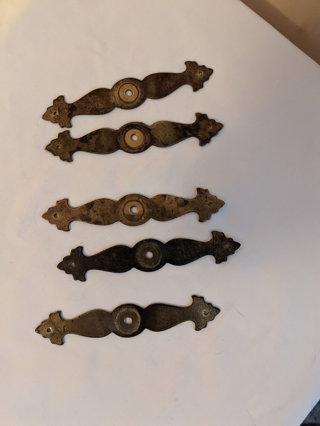 Lot of Antique Brass Drawer Plates, Knob Backing Plate set of 5 - Etsy